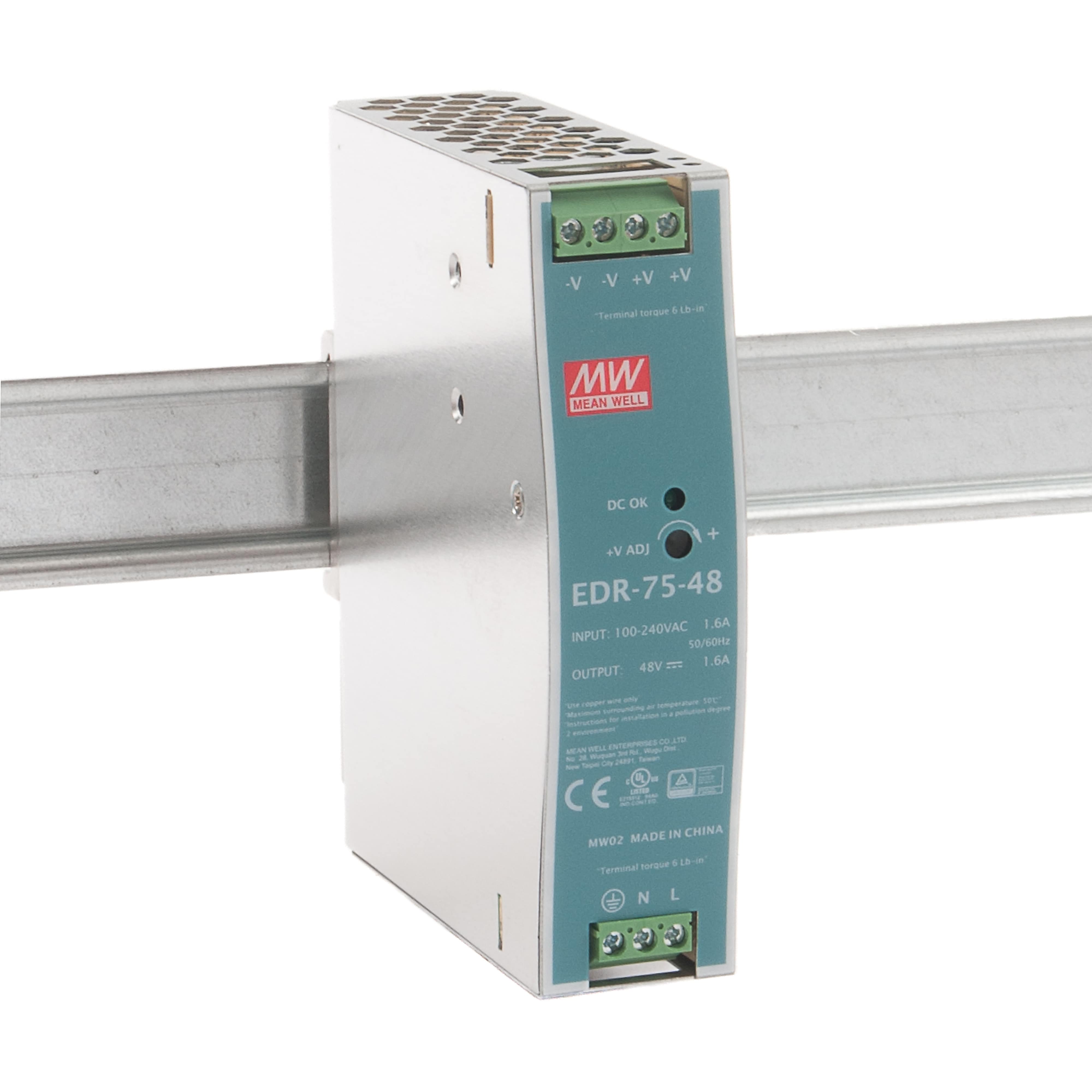 EDR 75 Watt Economical DIN Rail Power Supply 12V DC 6.3A