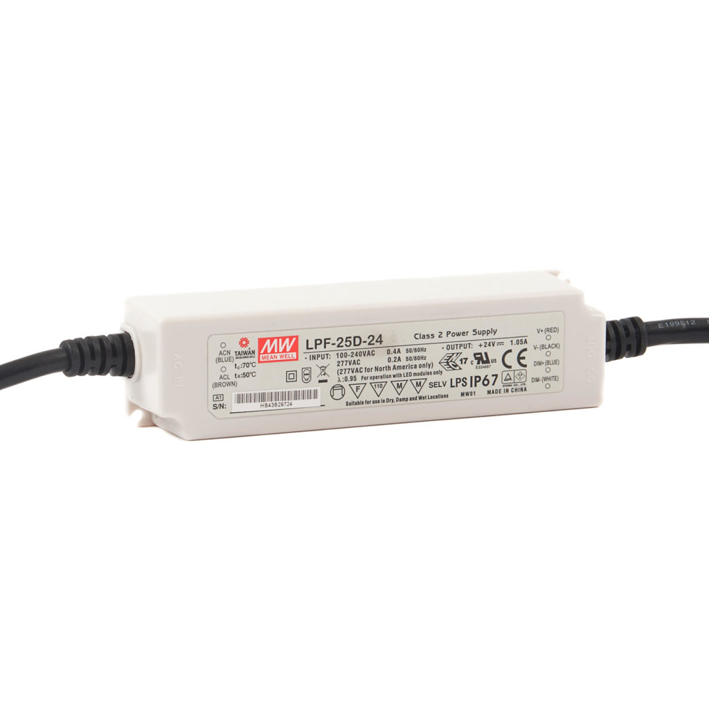 LPF 25 Watt LED PSU with 3-in-1 Dimming Function to IP67 24V DC