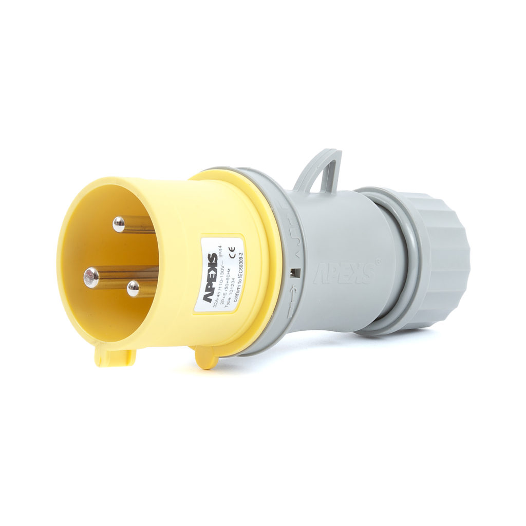 PP44 110V AC 2 Pin + Earth Industrial Plug to IP44 16A