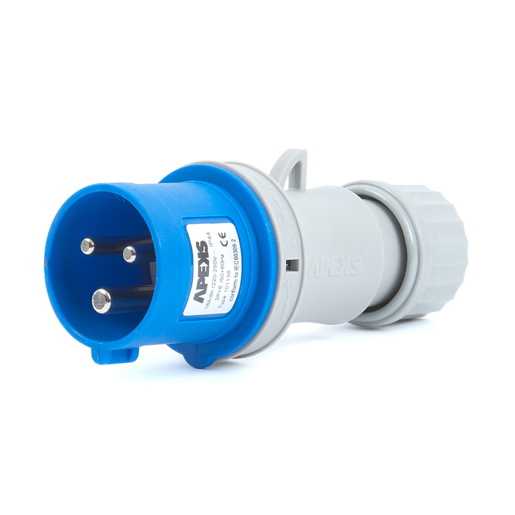 PP44 230V AC 2 Pin + Earth Industrial Plug to IP44 16A