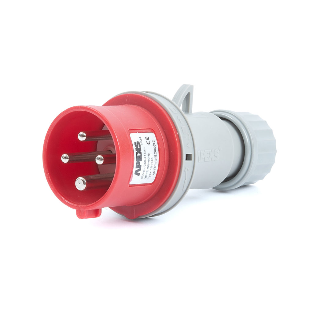 PP44 400V AC 3 Pin + Earth Industrial Plug to IP44 16A