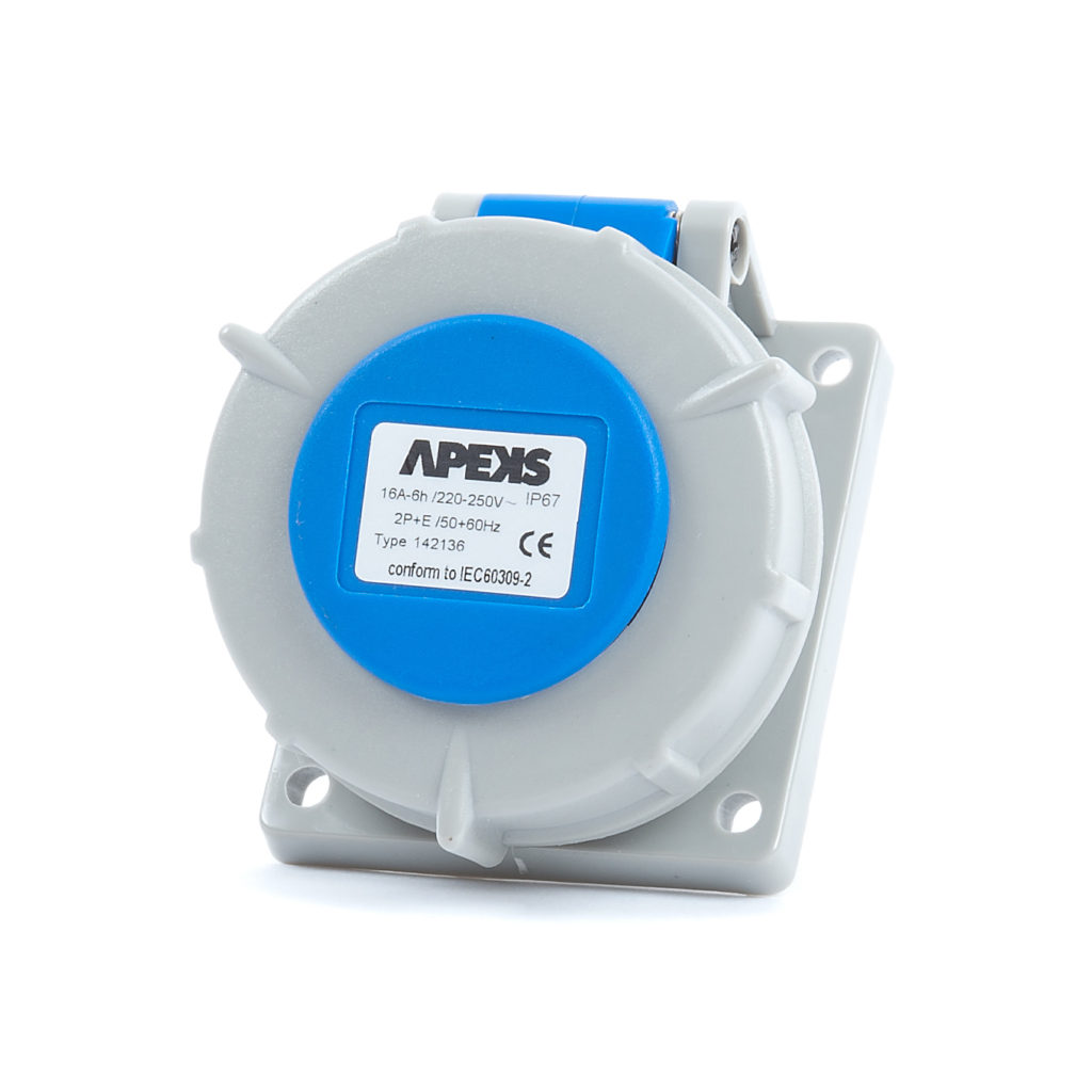 PS67 230V AC 2 Pin + Earth Industrial Socket to IP67 16A