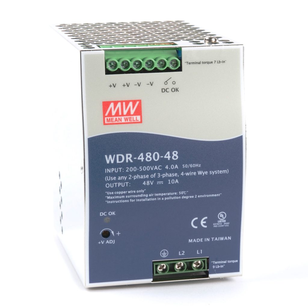 WDR 480 Watt Wide Input Range DIN Rail Power Supply 48V DC 10.0A