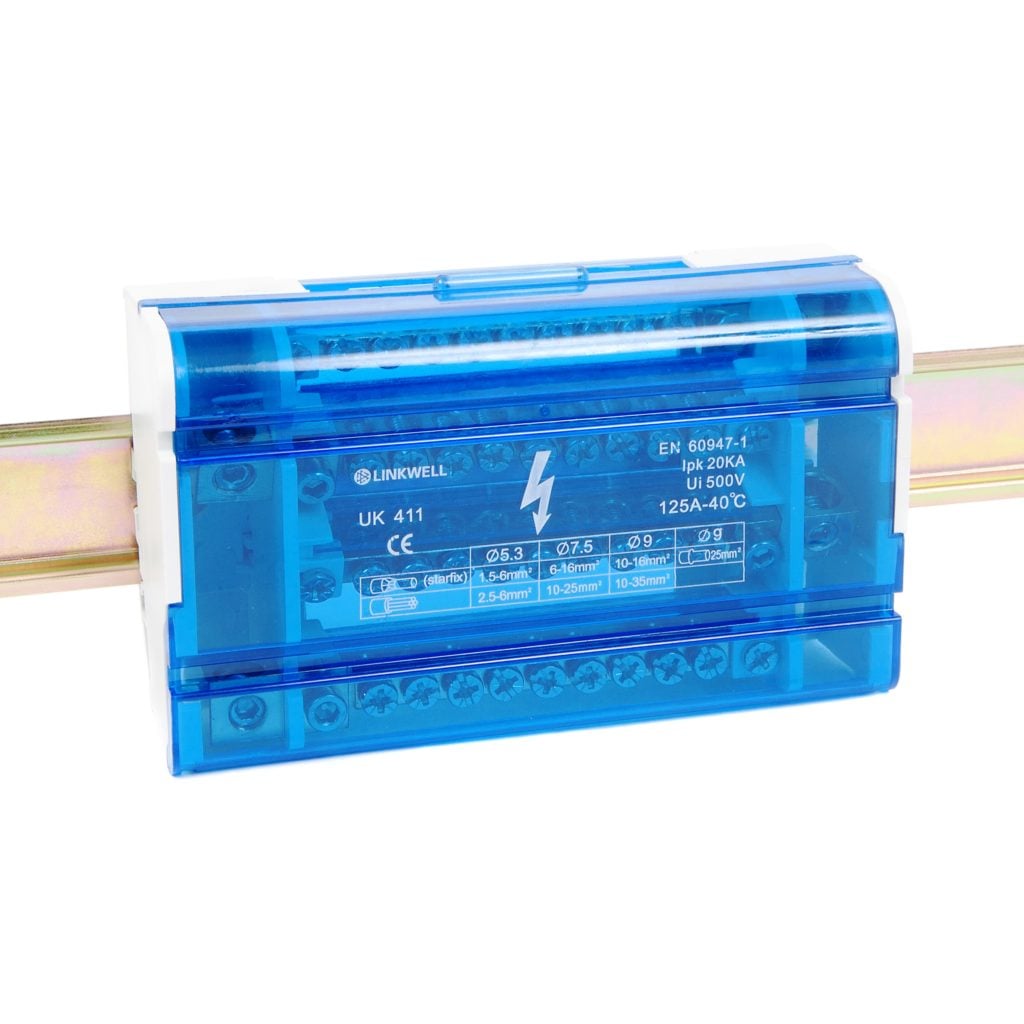 UK Series 500V 4 Pole Distribution Block 160A 12 Way