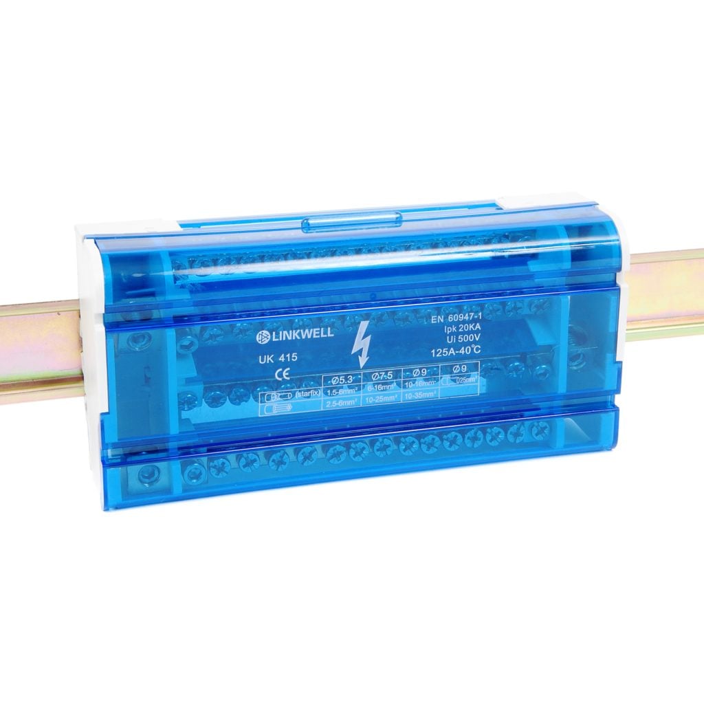 UK Series 500V 4 Pole Distribution Block 100A 7 Way