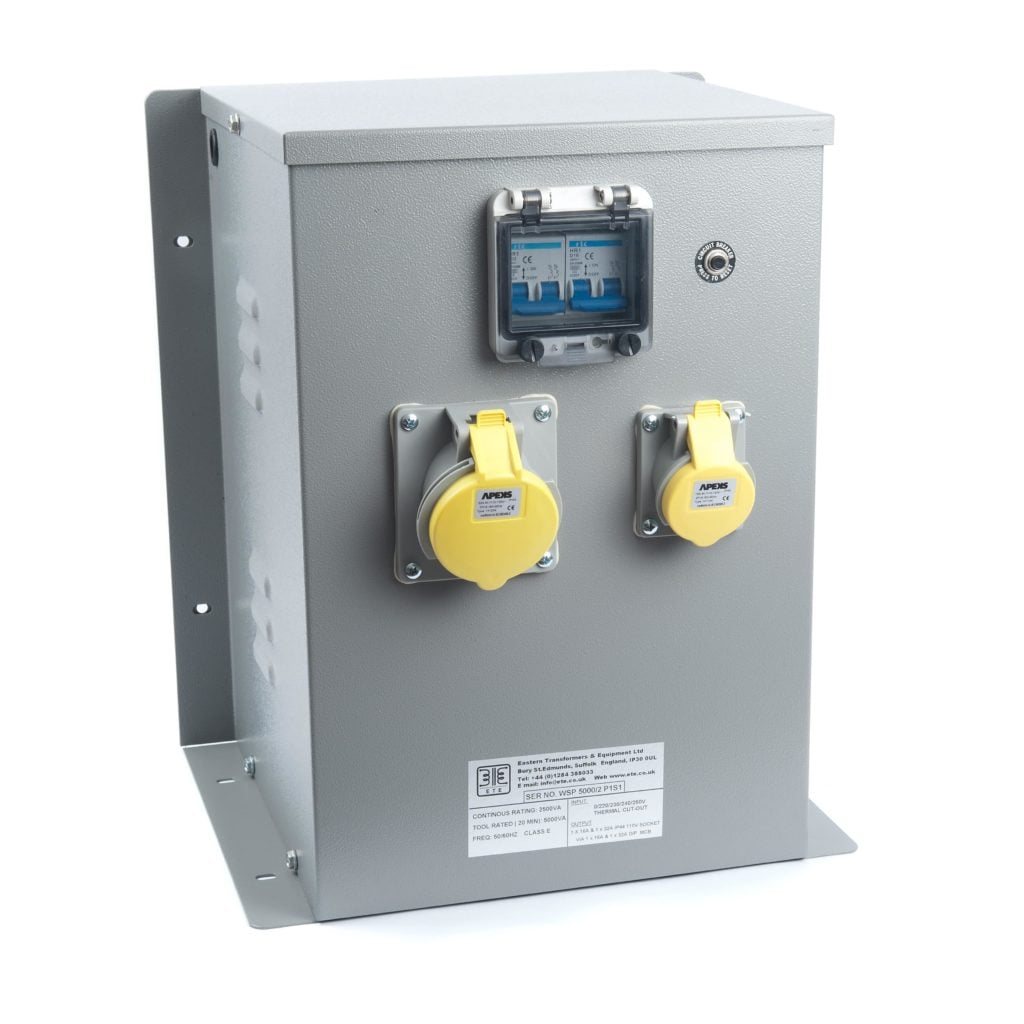WSP Enclosed 240/110V Input + Output Protected Transformer 5kVA