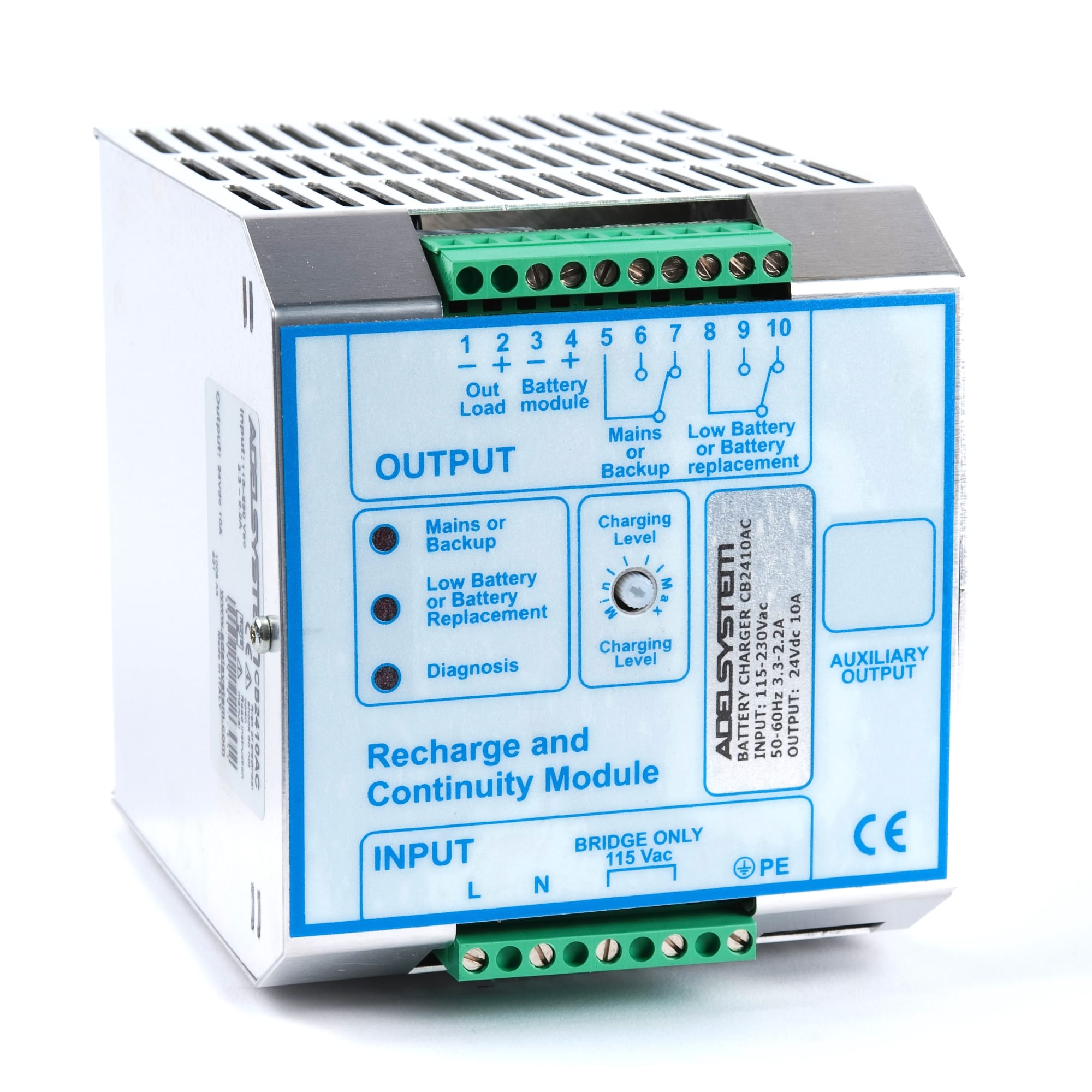 CB 24V DC DIN Rail Battery Charger with Output Signals 10A